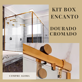 Kit Box de canto Encanto CF4 2,50m Cromado - roldanas Elegance