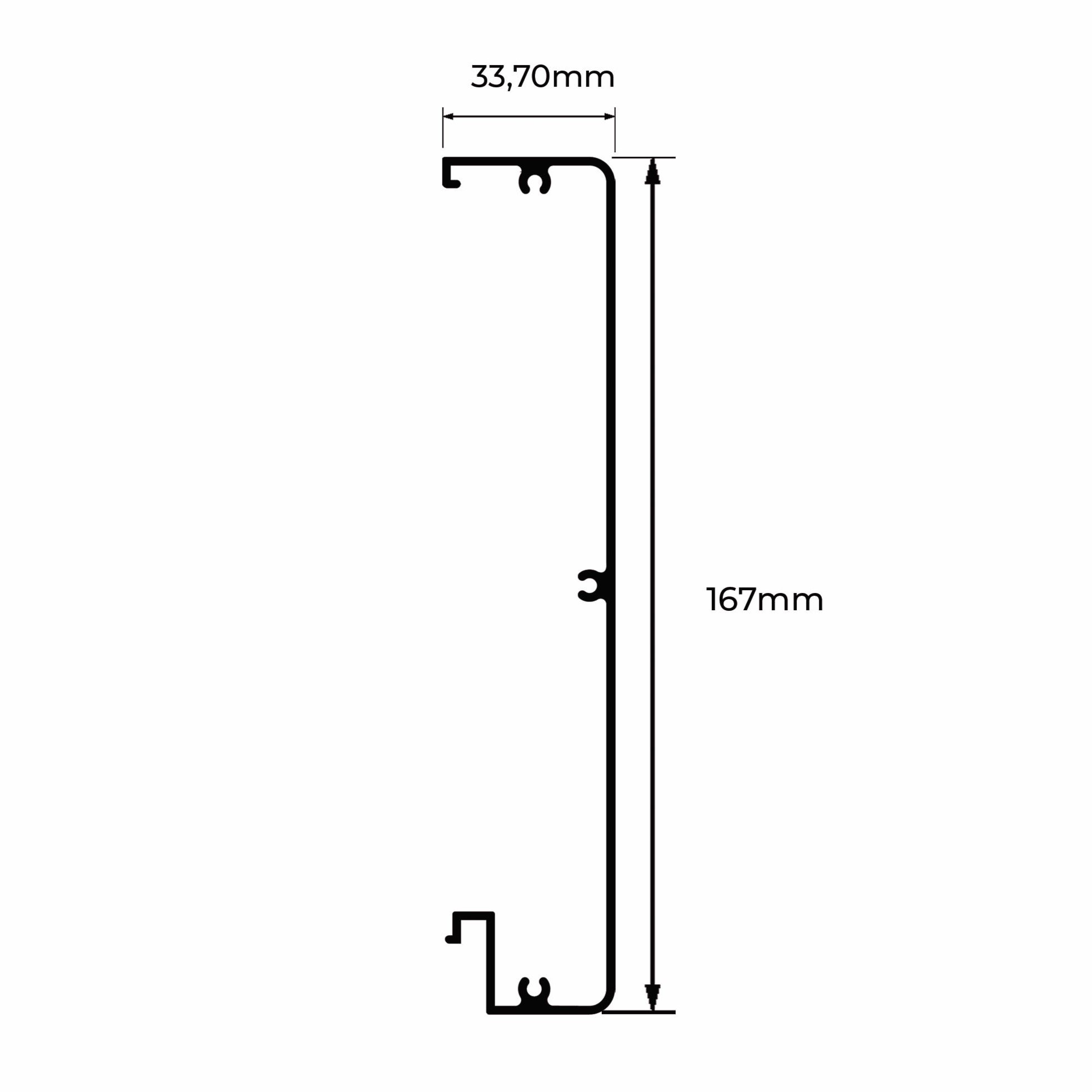 MN031 Perfil de alumínio tampa interna da linha integrada - 6 metros - Bogoni Alumínios