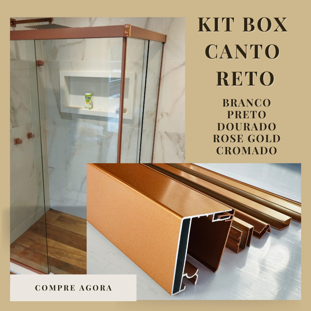 C1Q - Kit box canto trilho reto para banheiro - Bogoni Alumínios