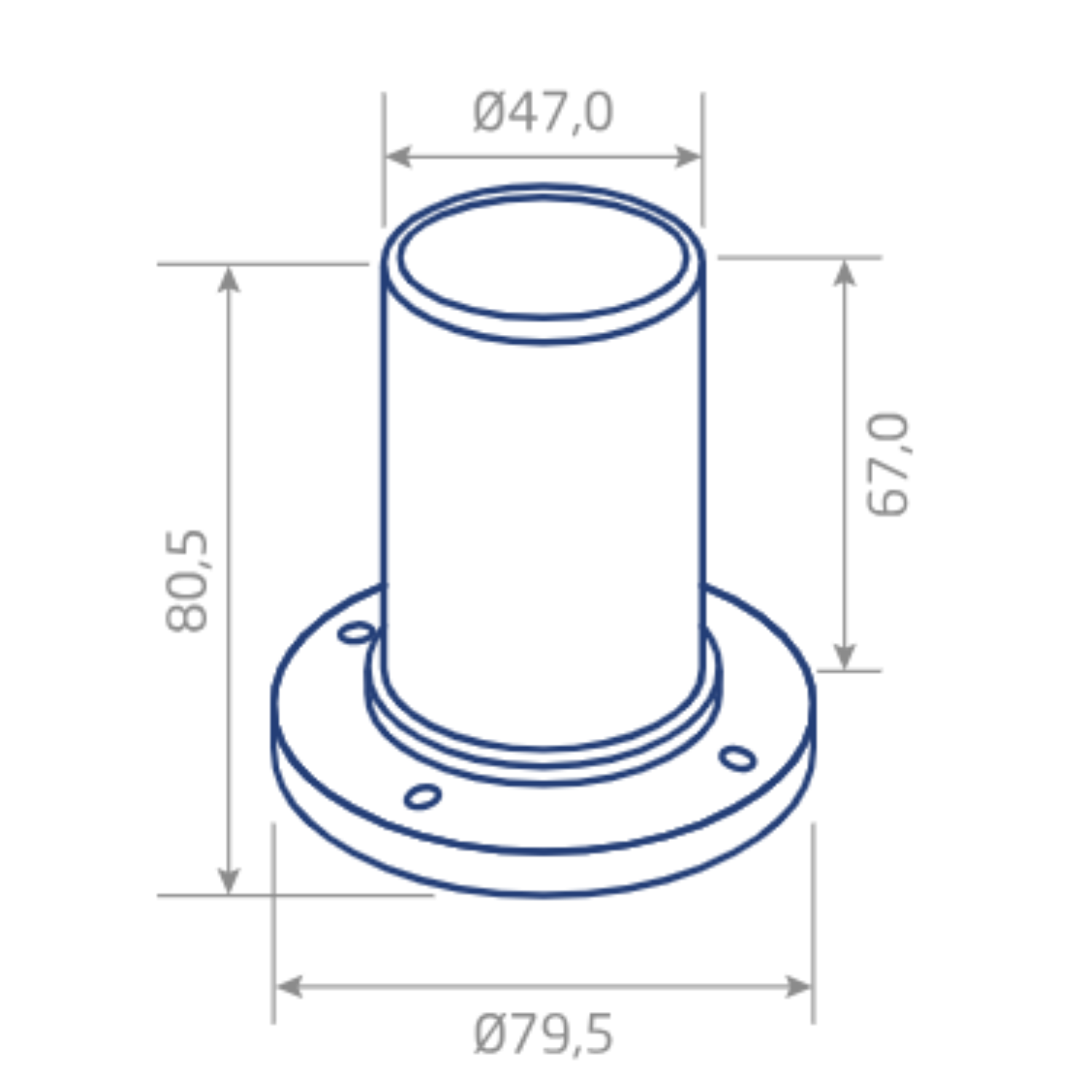 Sapata redonda de Alumínio para perfil TR002 - unidade - Bogoni Alumínios