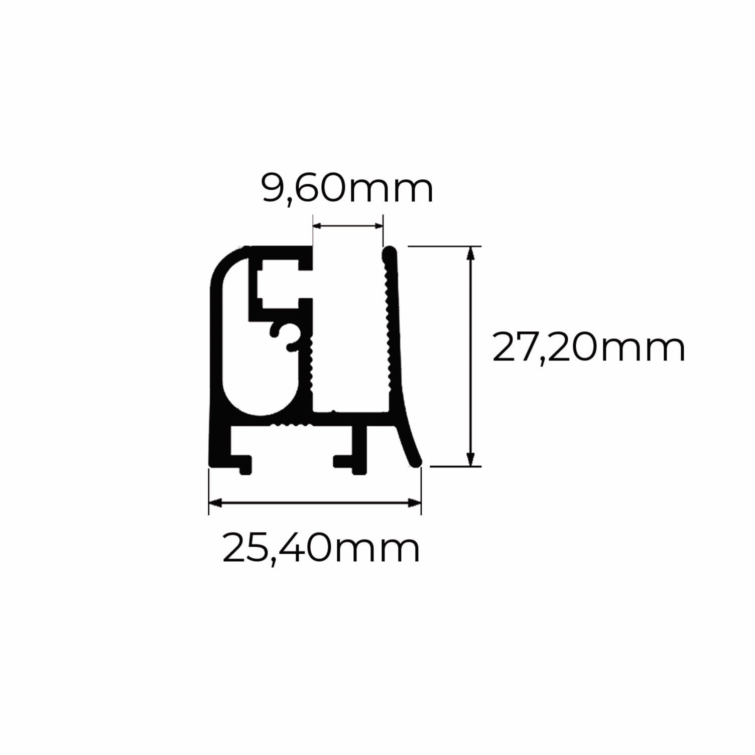 JP084 Perfil de alumínio leito de regulagem para 10mm de sacada - 6 metros